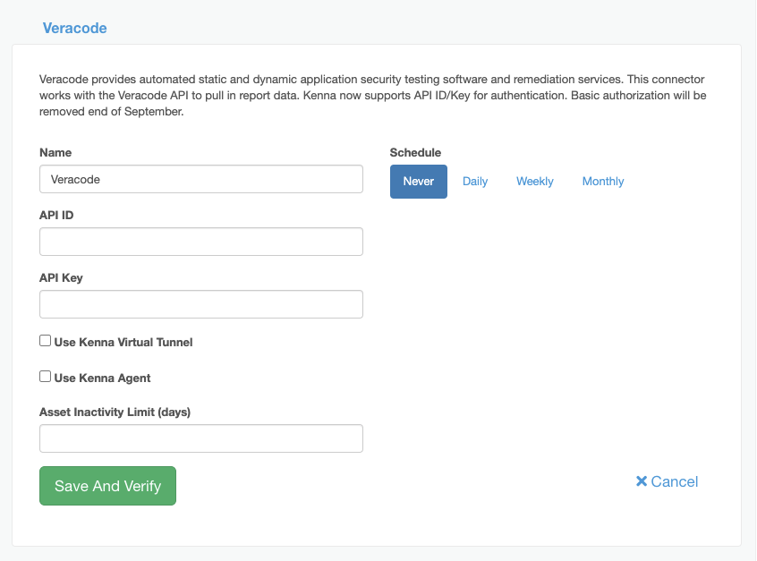Veracode Connectors - API and XML – Kenna FAQ